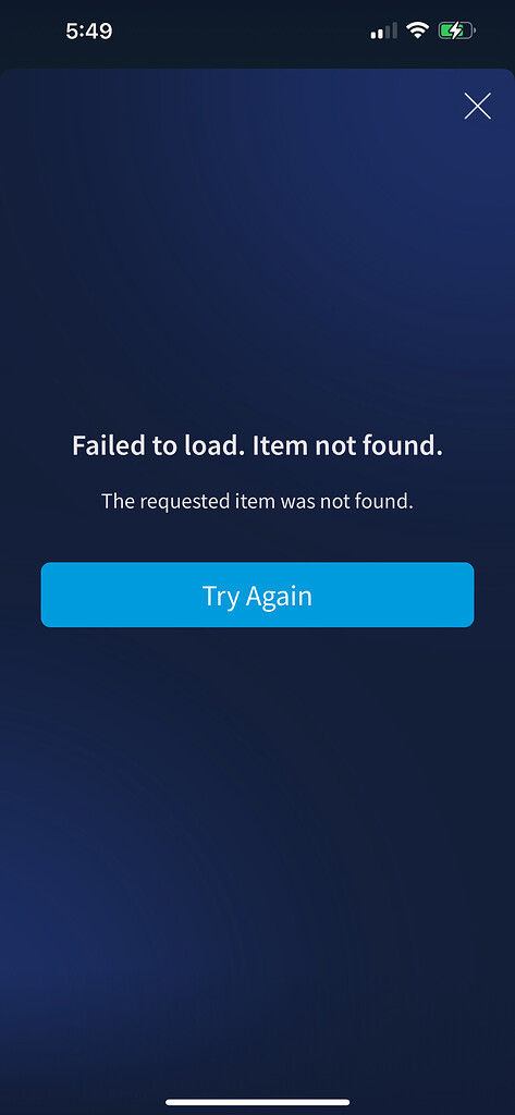 Failed to load. Item not found - Support & Troubleshooting - TabloTV ...