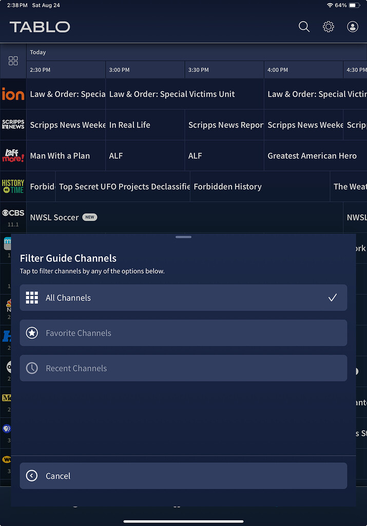 My Favorite channels - Support & Troubleshooting - TabloTV Community