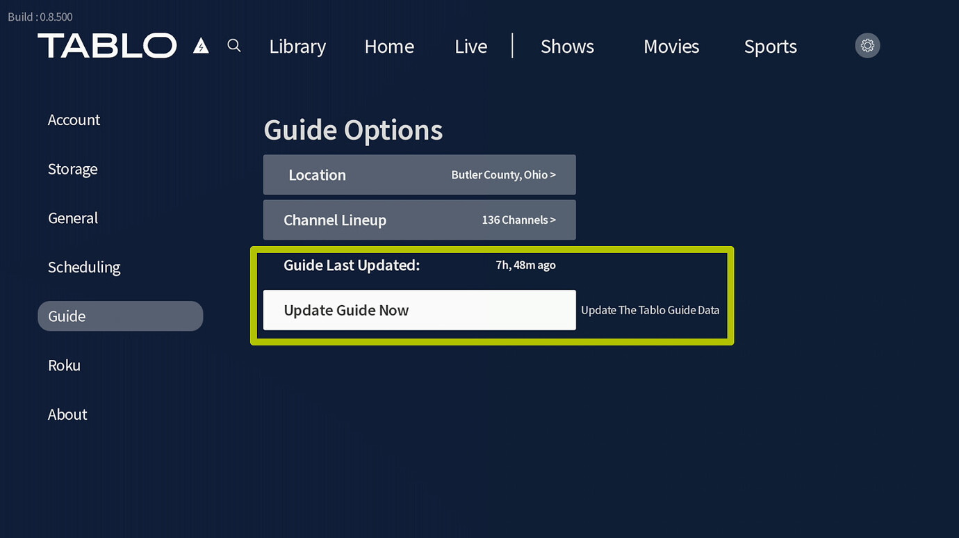 Tablo Roku App (4th Gen) Update (v. 0.8.500) - Announcements - TabloTV ...