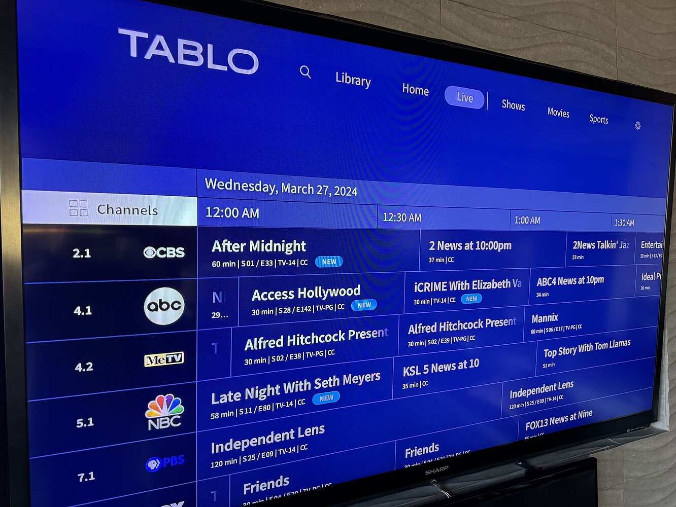 Add the day/date to the top of the guide when scrolling on Tablo for ...