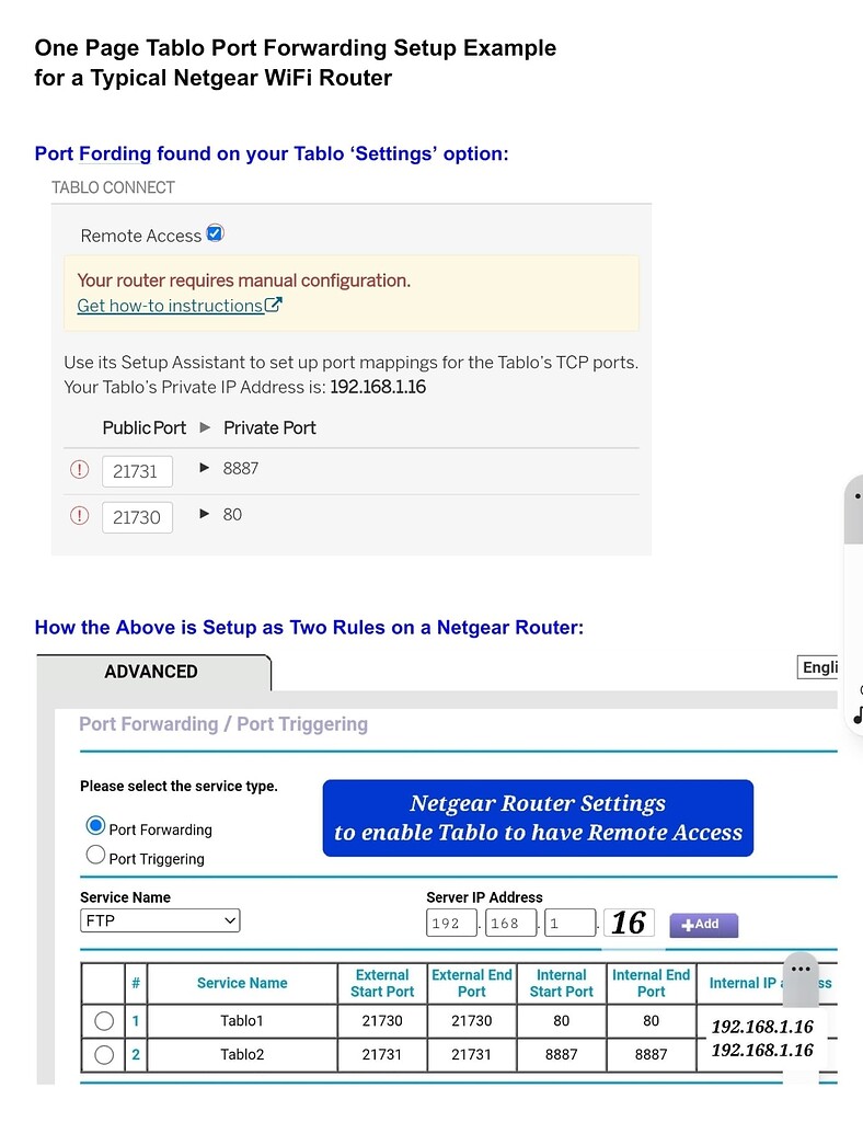 Port Forwarding setup on Netgear router - General Discussion - TabloTV ...