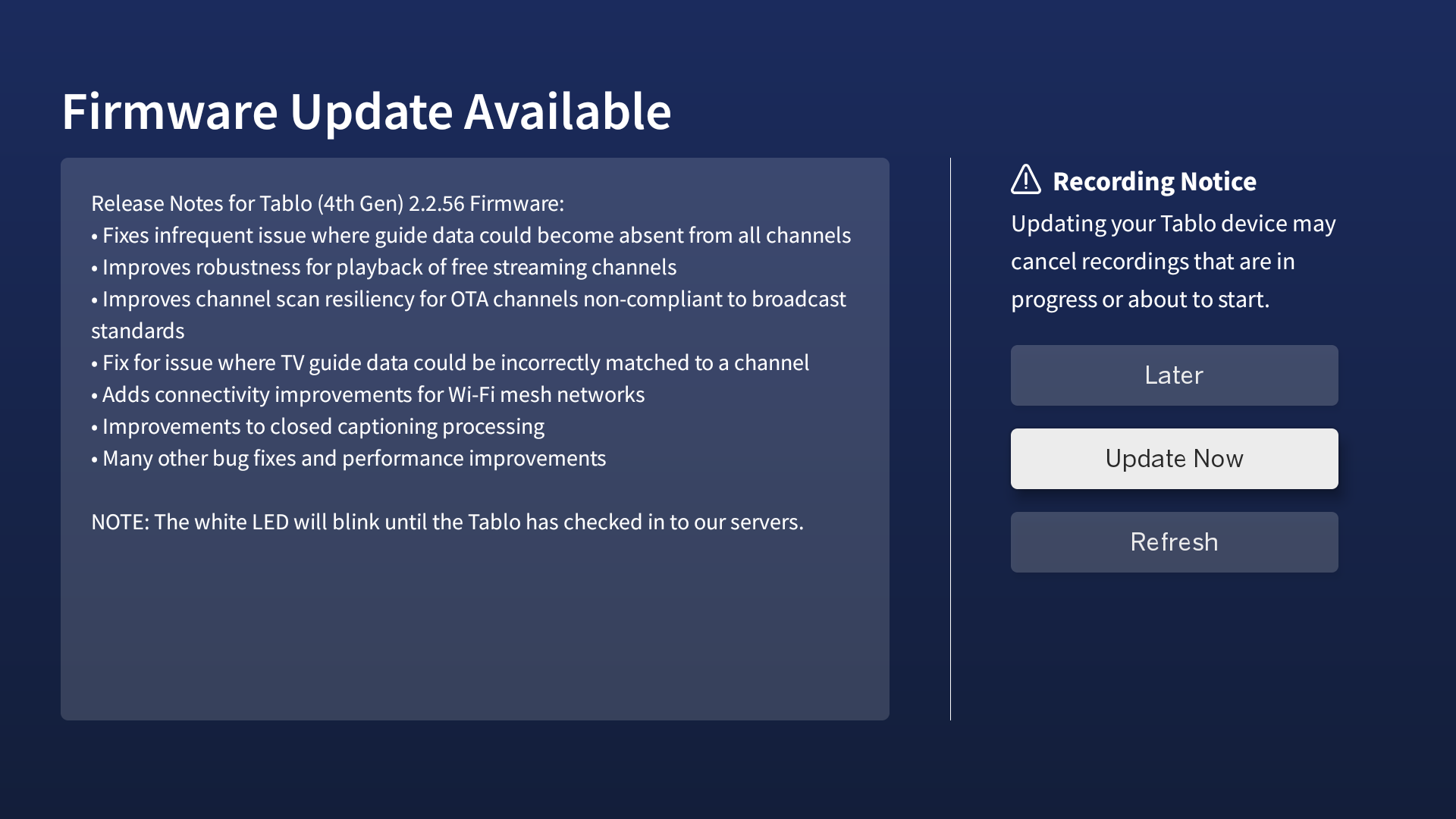 NEW - Tablo (4th Gen Only) Firmware Release (2.2.56) - Announcements ...